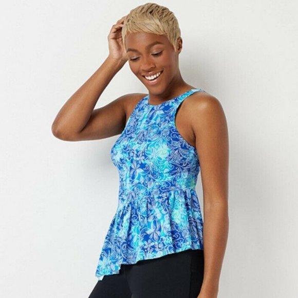 Fit 4 U | Swim | Fit 4 U High Neck Diagonal Ruffle Tankini Top Only ...